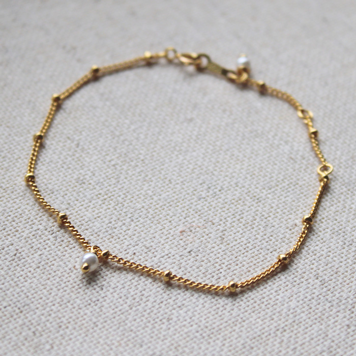 Simple Pearl Armband Gylt Silvur - Reinfann