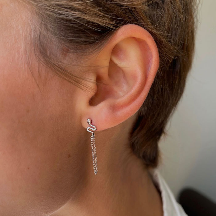 Simple Snake String Oyraringar Silvur - Reinfann