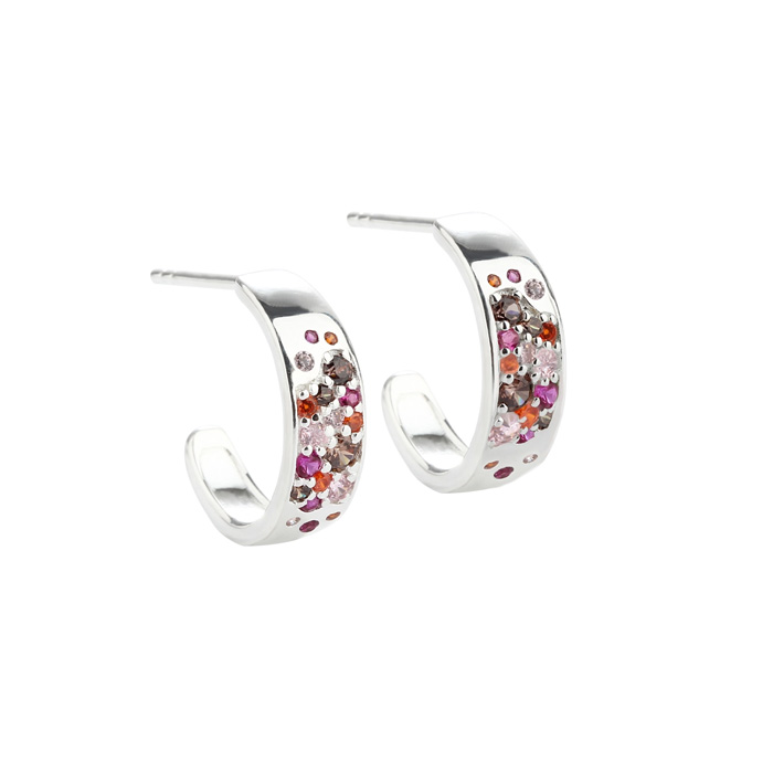 Pink Stardust Small Hoops Oyraringar Silvur - Reinfann