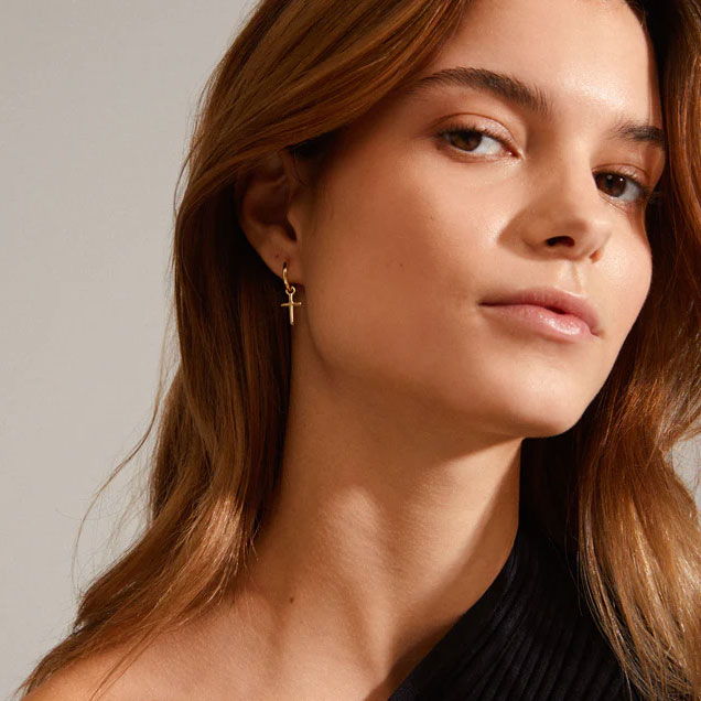 Daisy Kross Hoops Oyraringar Gylt - Reinfann