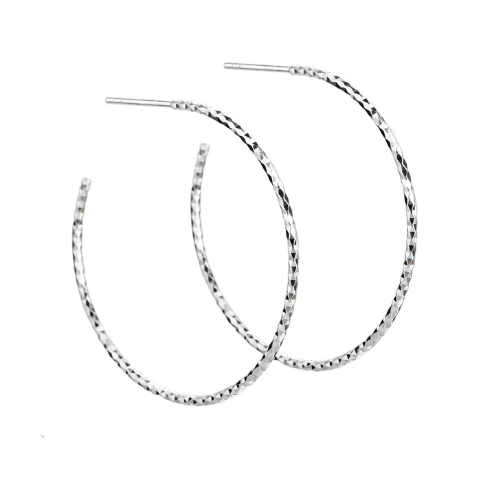 Diamond Cut Hoops Oyraringar 35 mm Silvur - Reinfann